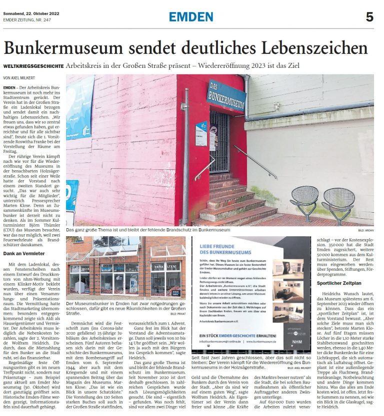 Emder Zeitung vom 22.10.2022 - Bunkermuseum